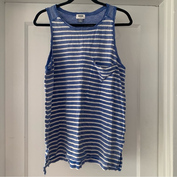GAP | Tops | The Gap Tank Top Womens M Medium Blue White Striped Shirt ...